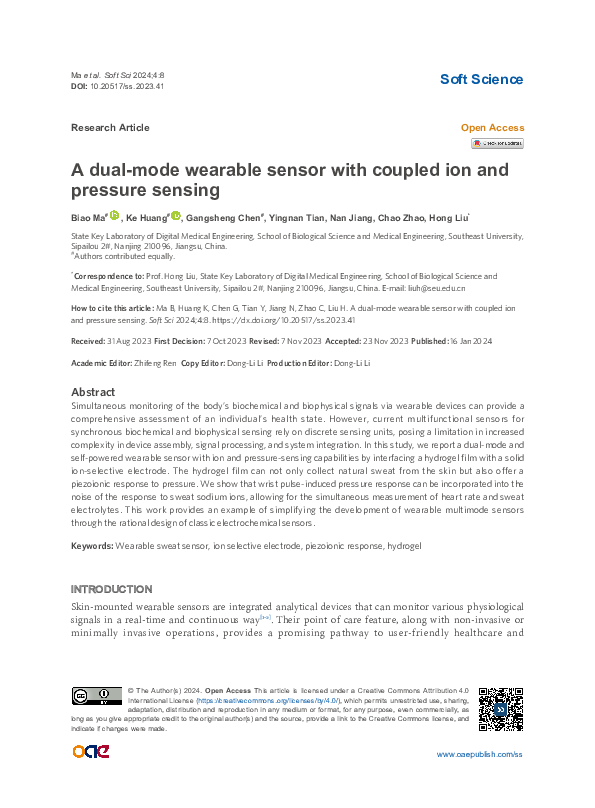 (PDF) A dual-mode wearable sensor with coupled ion and pressure sensing