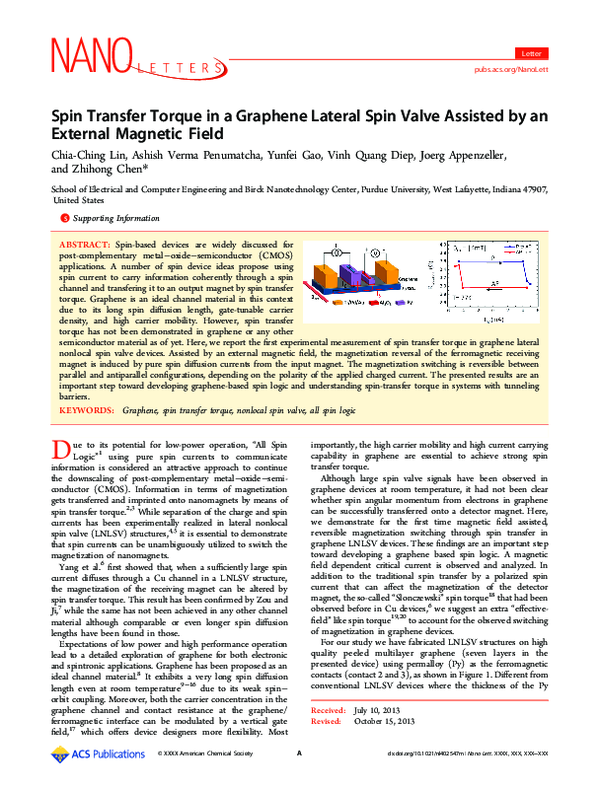 (PDF) Spin Transfer Torque in a Graphene Lateral Spin Valve Assisted by ...