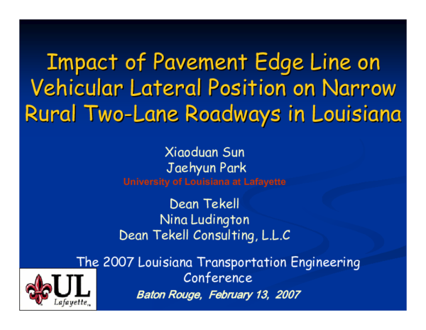 (PDF) Pavement Edge Lines and Vehicle Positioning