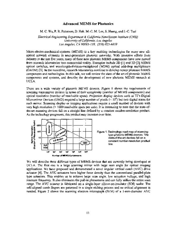 (PDF) Advanced MEMS for photonics