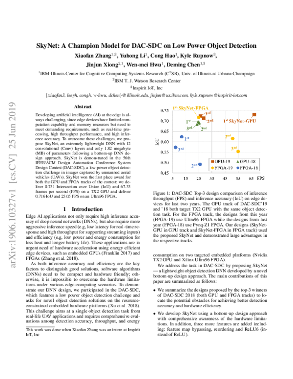 (PDF) SkyNet: A Champion Model for DAC-SDC on Low Power Object Detection