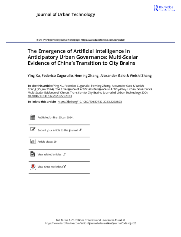 (PDF) The Emergence of Artificial Intelligence in Anticipatory Urban ...