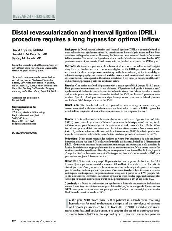 (PDF) Distal revascularization and interval ligation (DRIL) procedure ...