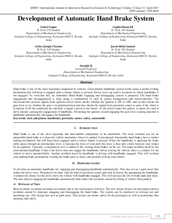 (PDF) Development of Automatic Hand Brake System