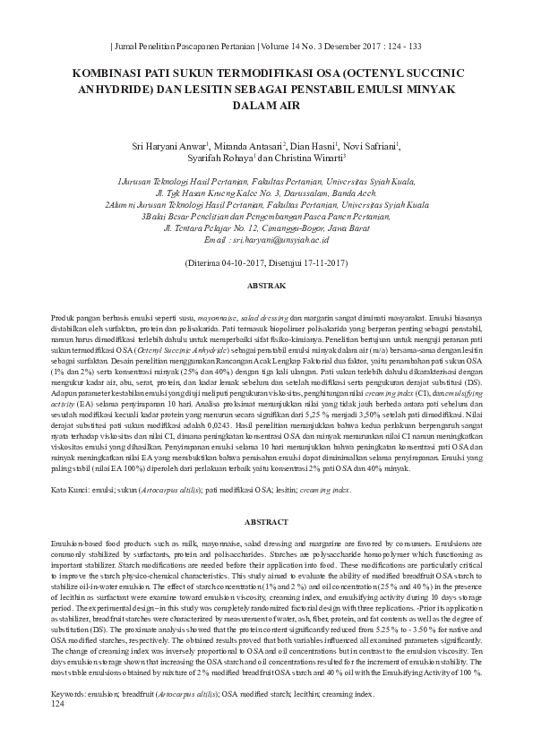 (PDF) Kombinasi Pati Sukun Termodifikasi Osa (Octenyl Succinic ...