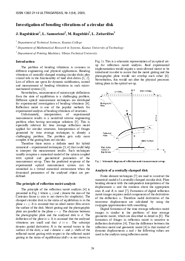 (PDF) Investigation of bending vibrations of a circular disk