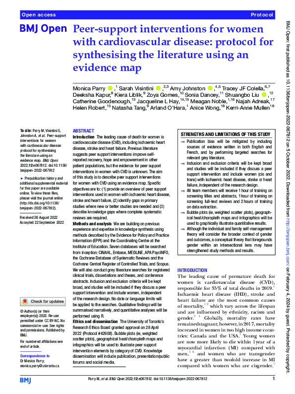 (PDF) Peer-support interventions for women with cardiovascular disease ...