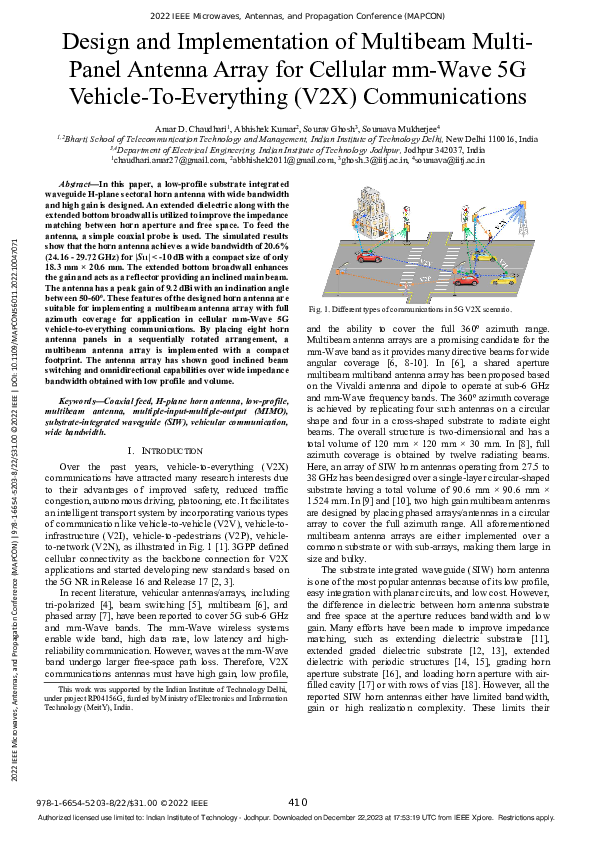 (PDF) Design and Implementation of Multibeam Multi-Panel Antenna Array for Cellular mm-Wave 5G ...