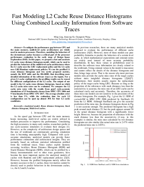 (PDF) Fast modeling L2 cache reuse distance histograms using combined locality information from ...