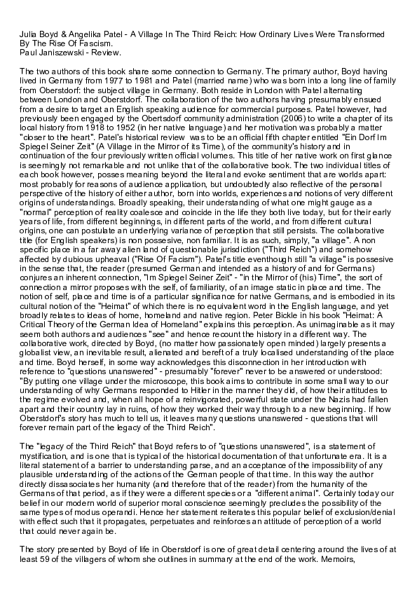 (PDF) Julia Boyd & Angelika Patel - A Village In The Third Reich: How ...