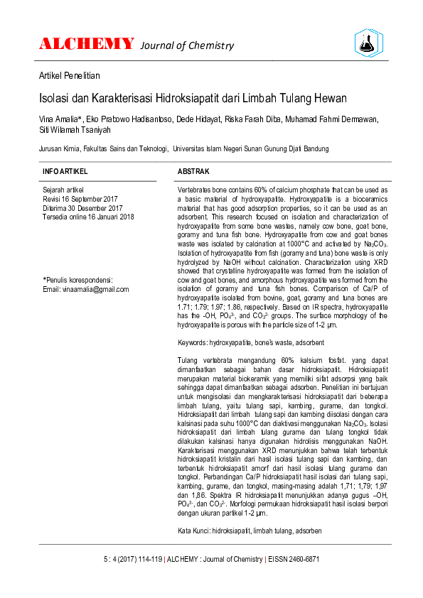 (PDF) ALCHEMY Journal of Chemistry