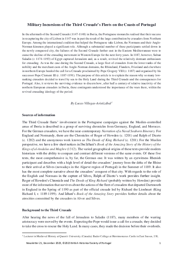 (PDF) Military Incursions of the Third Crusade’s Fleets on the Coasts ...