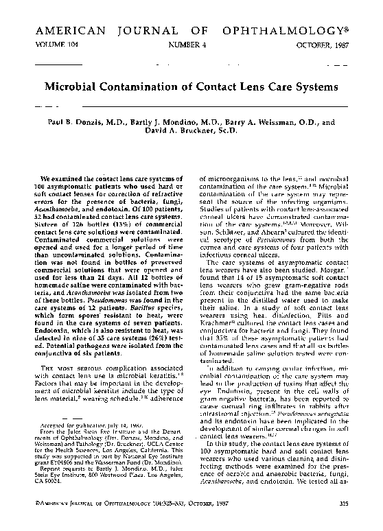 (PDF) Microbial Contamination of Contact Lens Care Systems