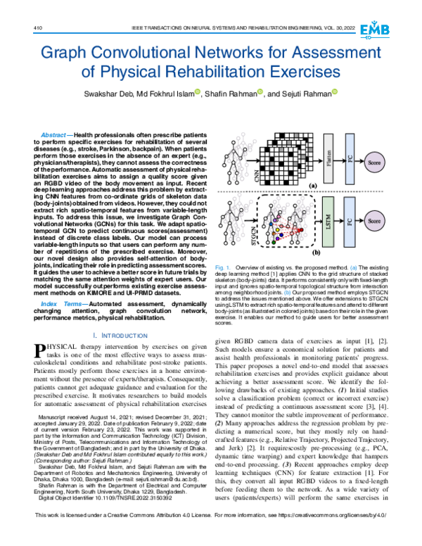 (PDF) Graph Convolutional Networks for Assessment of Physical Rehabilitation Exercises