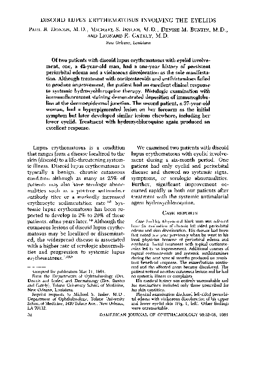 (PDF) Discoid Lupus Erythematosus Involving the Eyelids