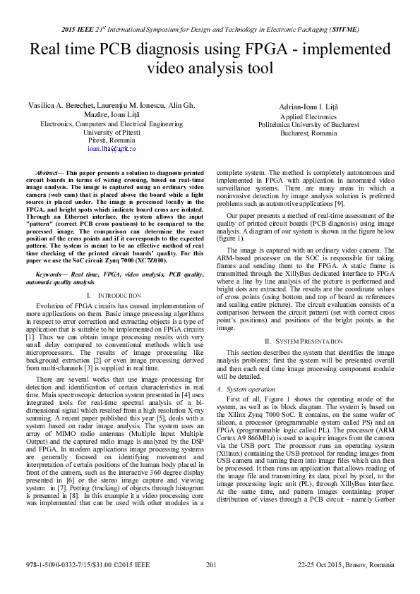 (PDF) Real time PCB diagnosis using FPGA - implemented video analysis tool