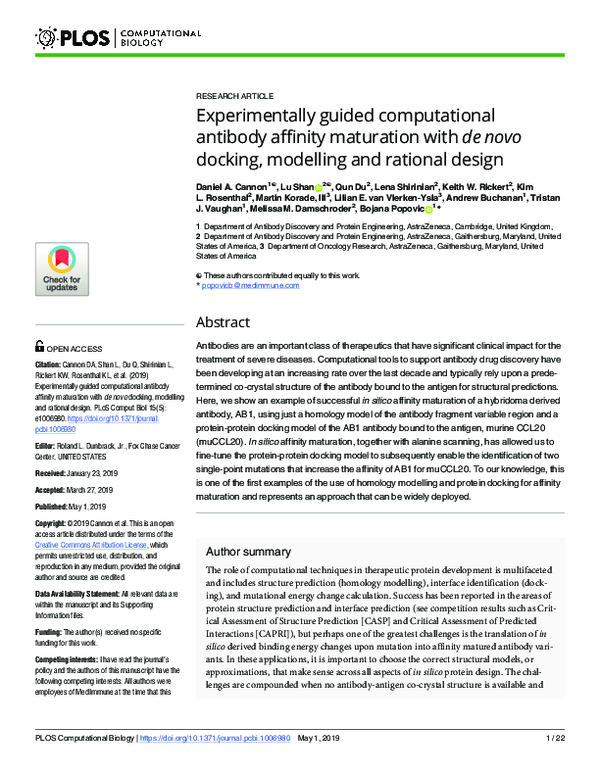 (PDF) Computational Antibody Affinity Maturation via Homology Modelling