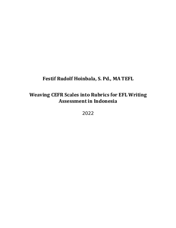 (PDF) Weaving CEFR Scales into Rubrics for EFL Writing Assessment in ...
