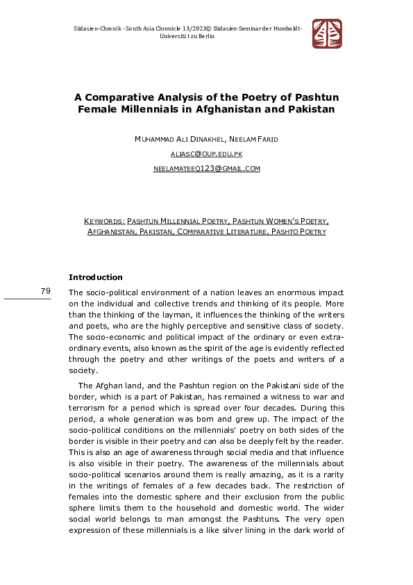 (PDF) A Comparative Analysis of the Poetry of Pashtun Female ...