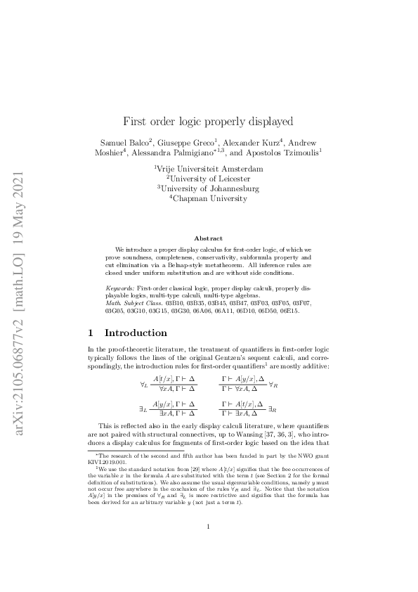 (PDF) First order logic properly displayed