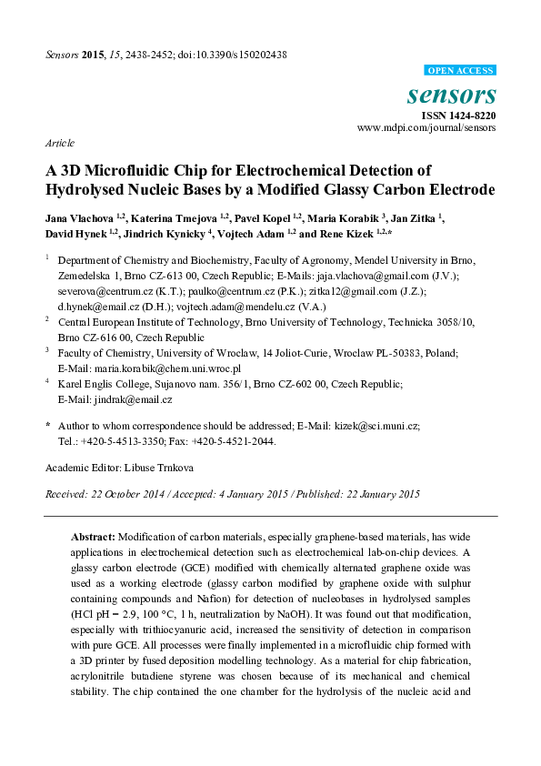 (PDF) A 3D Microfluidic Chip for Electrochemical Detection of ...