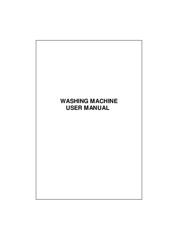 (PDF) WASHING MACHINE USER MANUAL