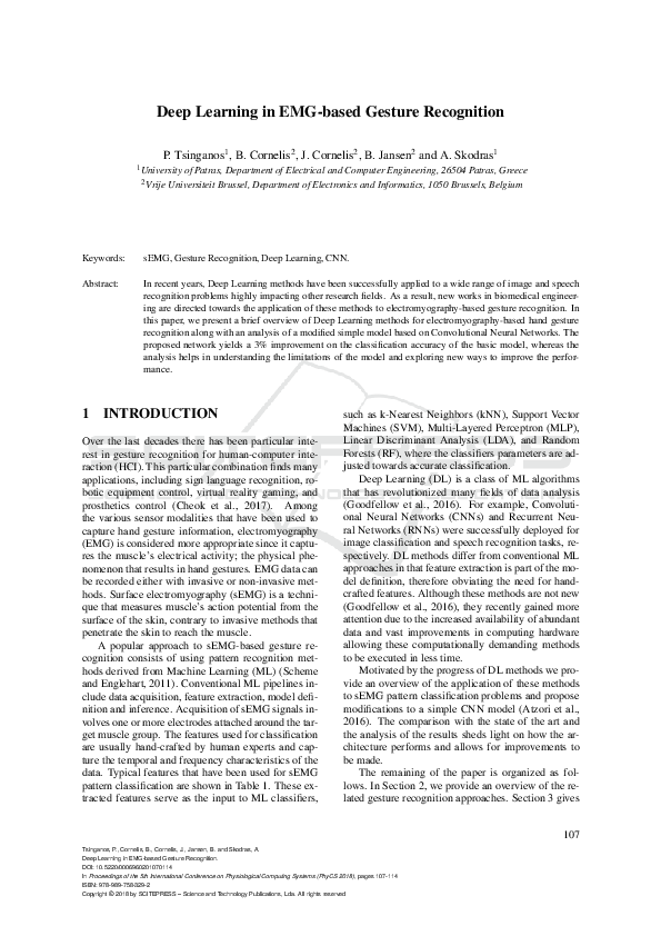 (PDF) Deep Learning in EMG-based Gesture Recognition
