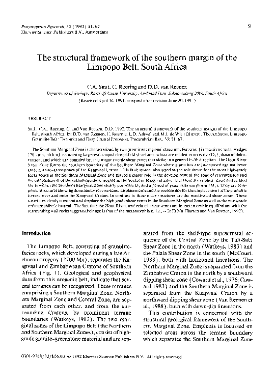 (PDF) The structural framework of the southern margin of the Limpopo Belt, South Africa