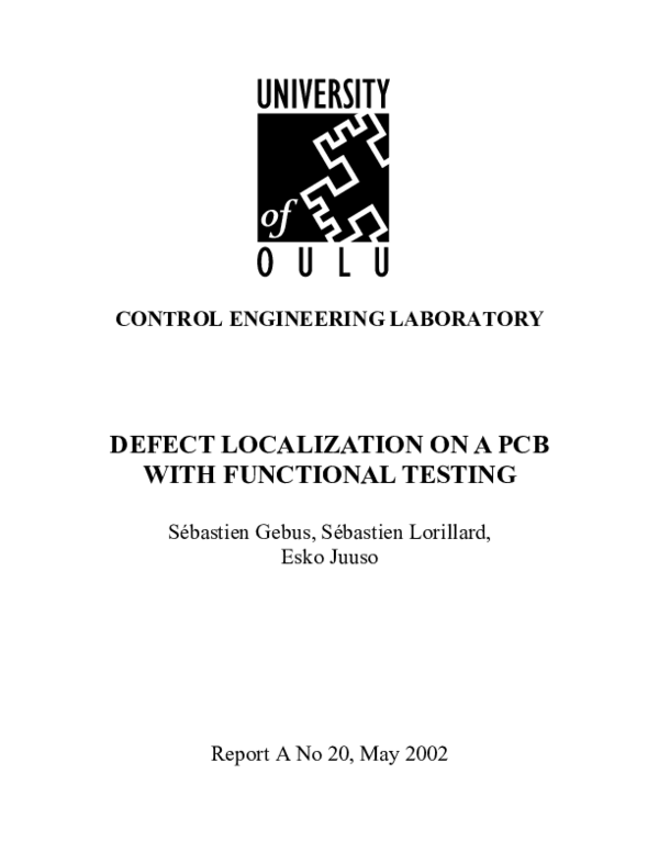 Pdf Defect Localization On A Pcb With Functional Testing Esko Juuso