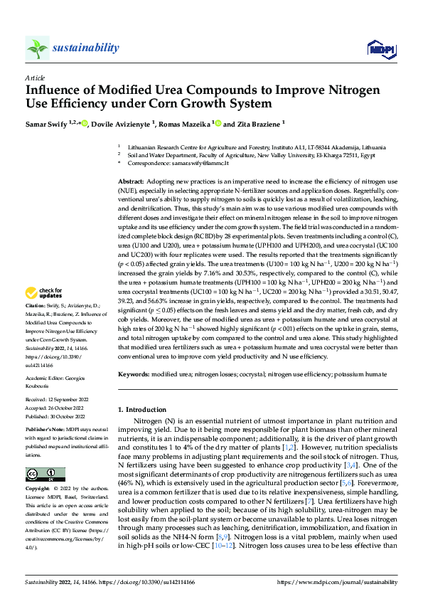 (PDF) Influence of Modified Urea Compounds to Improve Nitrogen Use ...