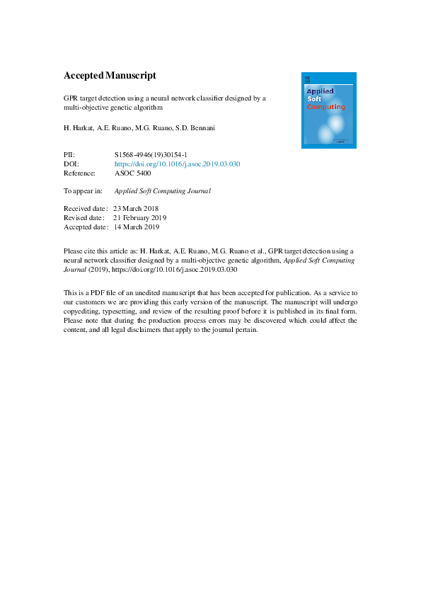 (PDF) GPR target detection using a neural network classifier designed by a multi-objective ...