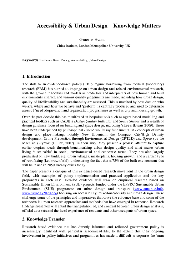 (PDF) Accessibility & Urban Design Knowledge Matters