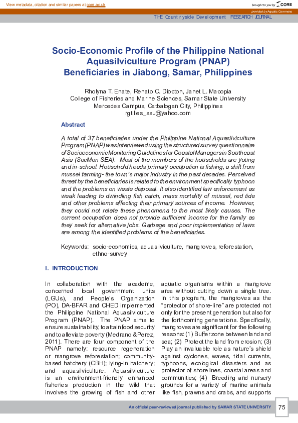 (PDF) Socio-economic profile of the Philippine National ...
