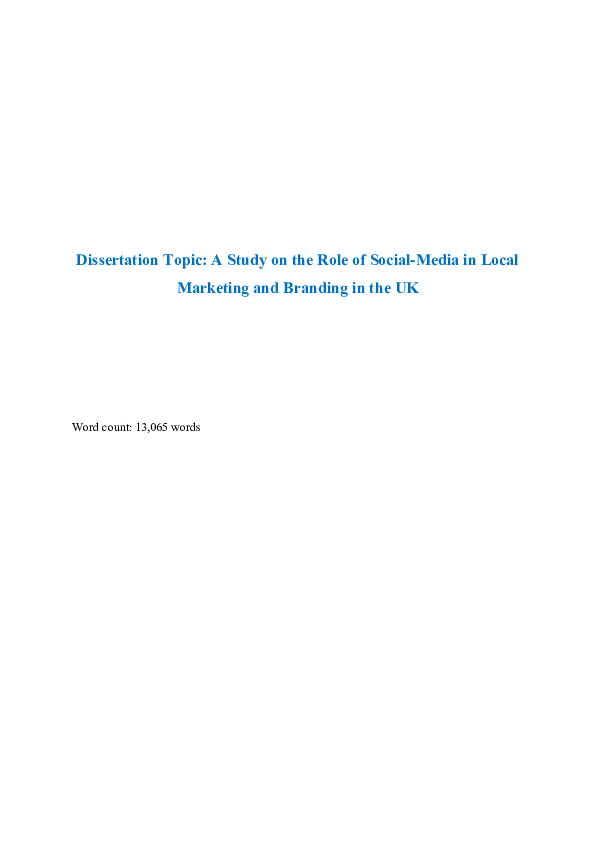 (DOC) Dissertation Topic: A Study on the Role of Social-Media in Local ...