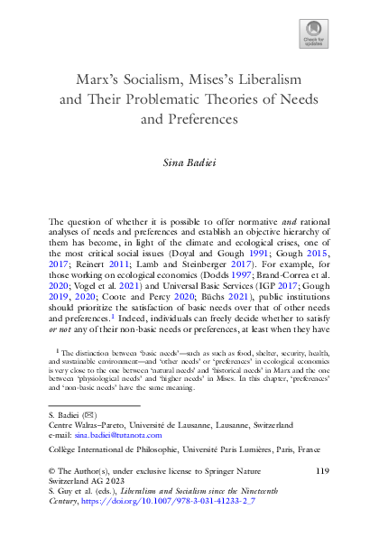 (PDF) Marx's Socialism, Mises's Liberalism and Their Problematic ...