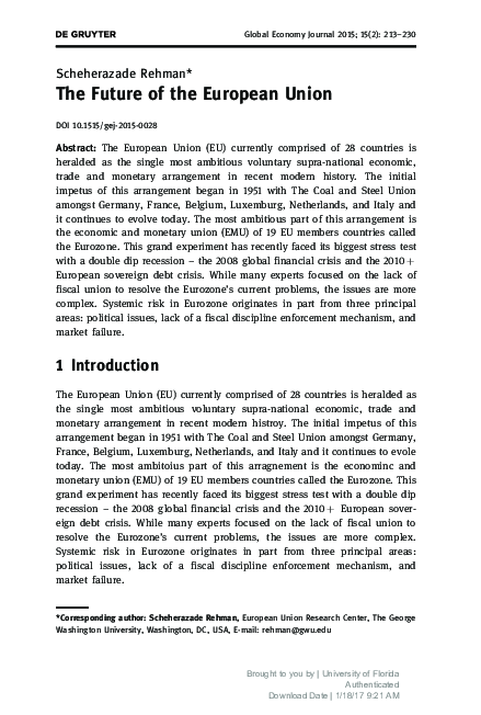 (PDF) The Future of the European Union