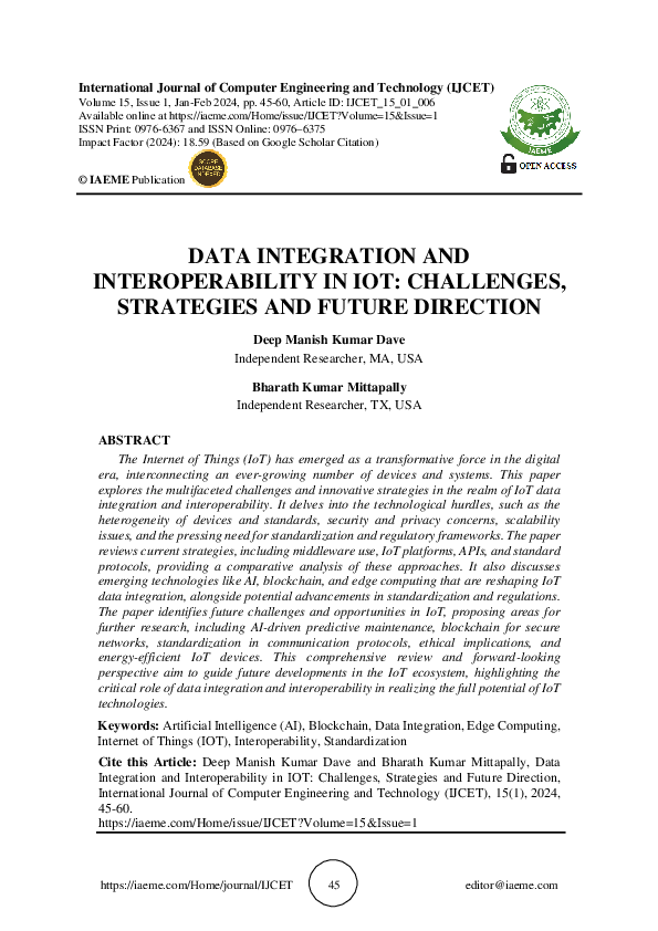 (PDF) DATA INTEGRATION AND INTEROPERABILITY IN IOT: CHALLENGES ...