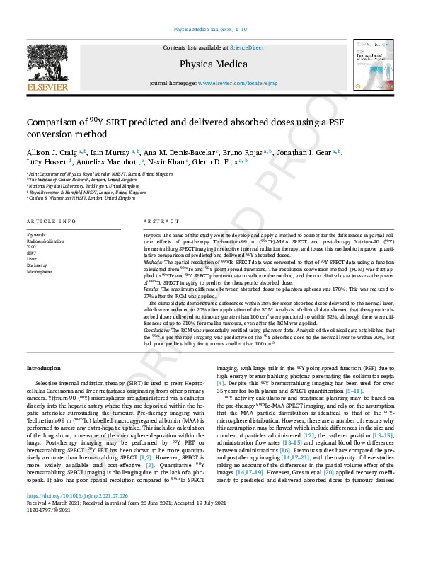 (PDF) Comparison of 90Y SIRT predicted and delivered absorbed doses ...