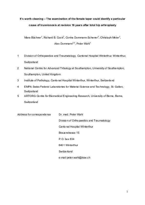 (PDF) It's worth cleaning – The examination of the female taper could ...