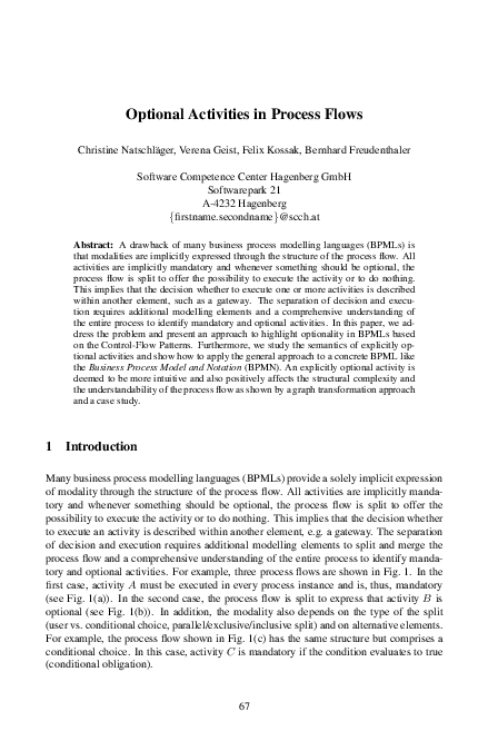 (PDF) Optional Activities in Process Flows