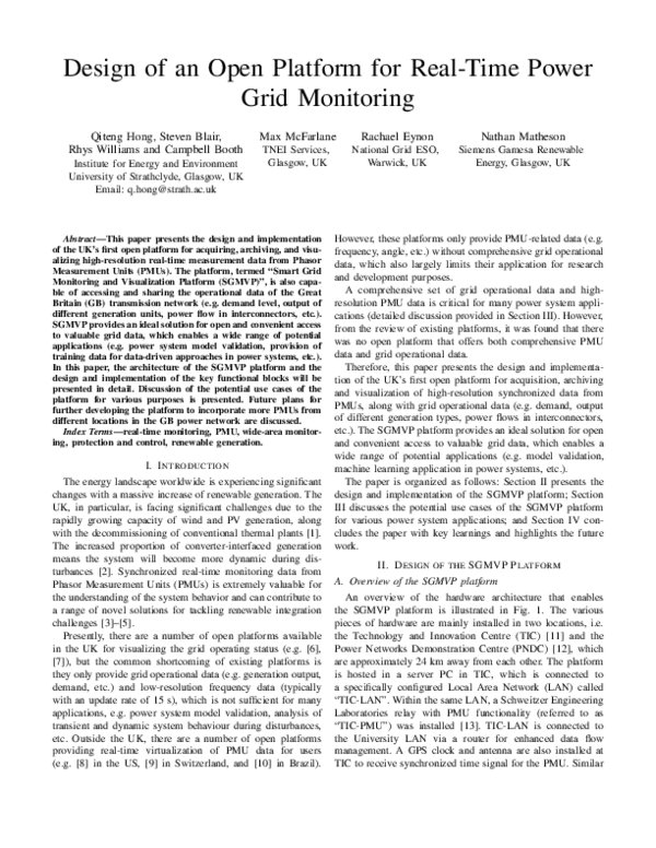 (PDF) Design of an Open Platform for Real-Time Power Grid Monitoring