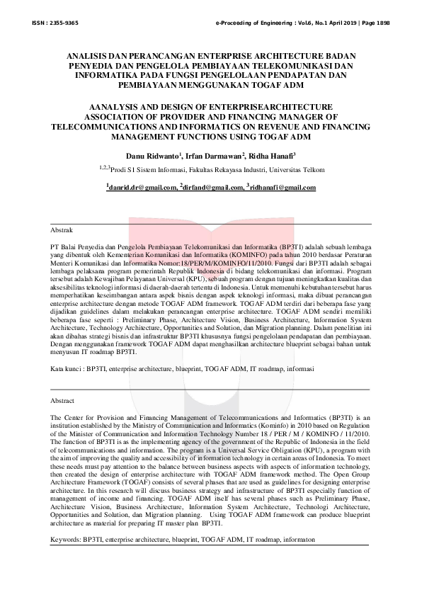 (PDF) Analisis Dan Perancangan Enterprise Architecture Balai Penyedia Dan Pengelola Pembiayaan ...