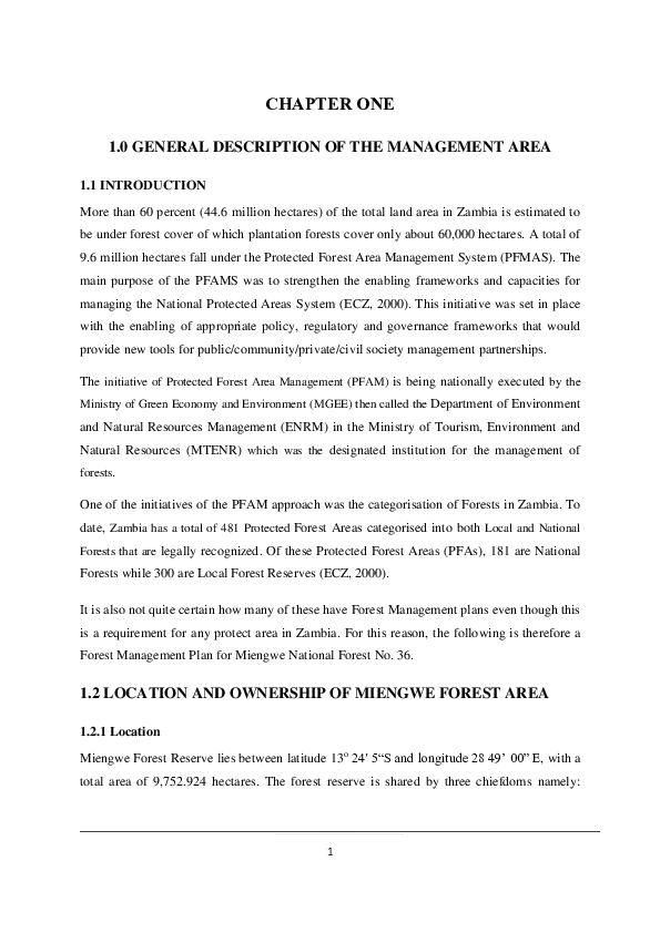 (PDF) Forest Resources Management Plan by Joshua Mubemba