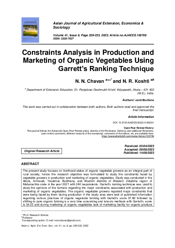 (PDF) Constraints Analysis in Production and Marketing of Organic ...