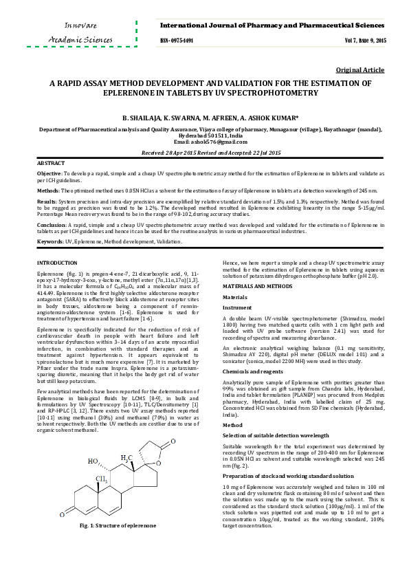 (PDF) A RAPID ASSAY METHOD DEVELOPMENT AND VALIDATION FOR THE ...