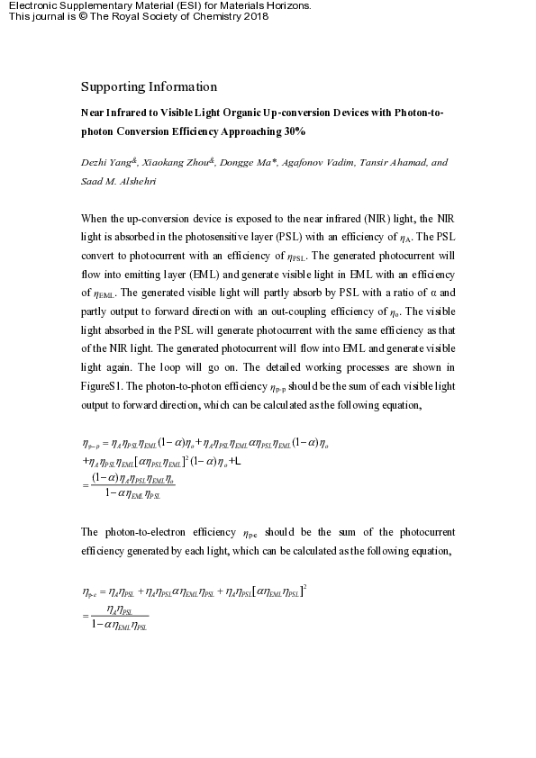 (PDF) Near infrared to visible light organic up-conversion devices with ...