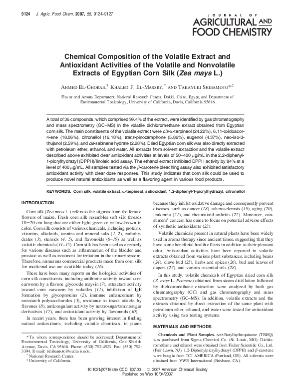 (PDF) Chemical Composition of the Volatile Extract and Antioxidant ...
