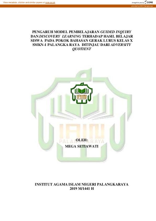 (PDF) Pengaruh model pembelajaran guided inquiry dan discovery learning terhadap hasil belajar ...