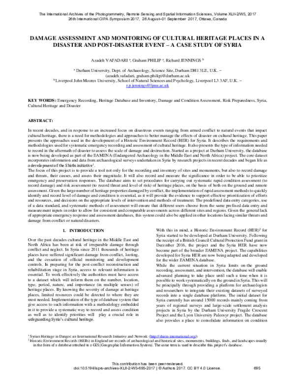 (PDF) Damage Assessment and Monitoring of Cultural Heritage Places in a ...