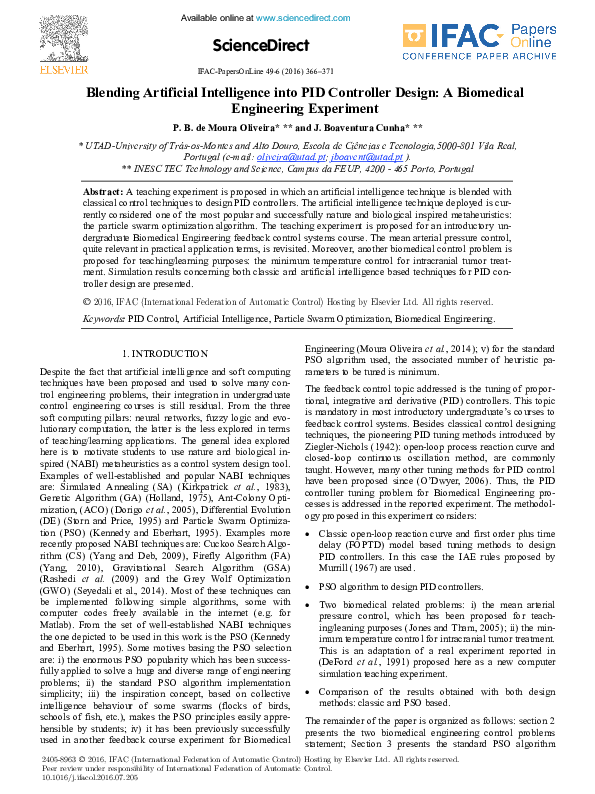 (PDF) Blending Artificial Intelligence into PID Controller Design: A Biomedical Engineering ...